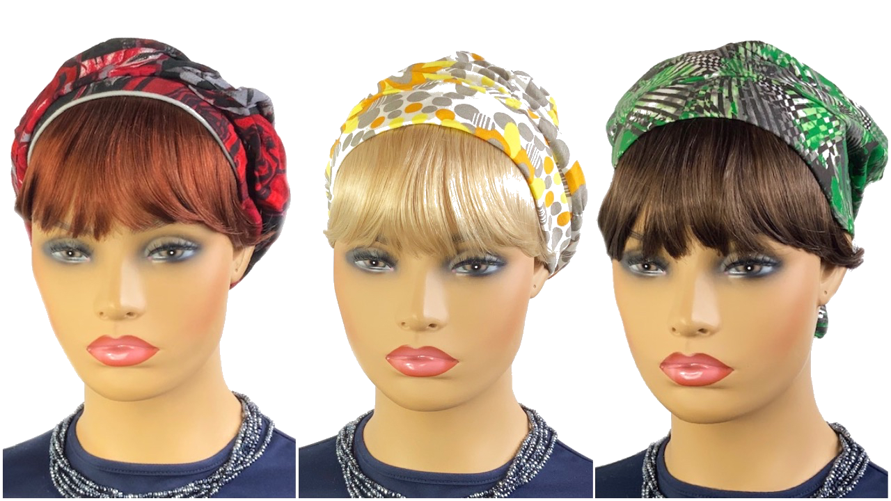 Scarves with bangs – Cancer/ Alopecia. Bangs permanently attached to ...